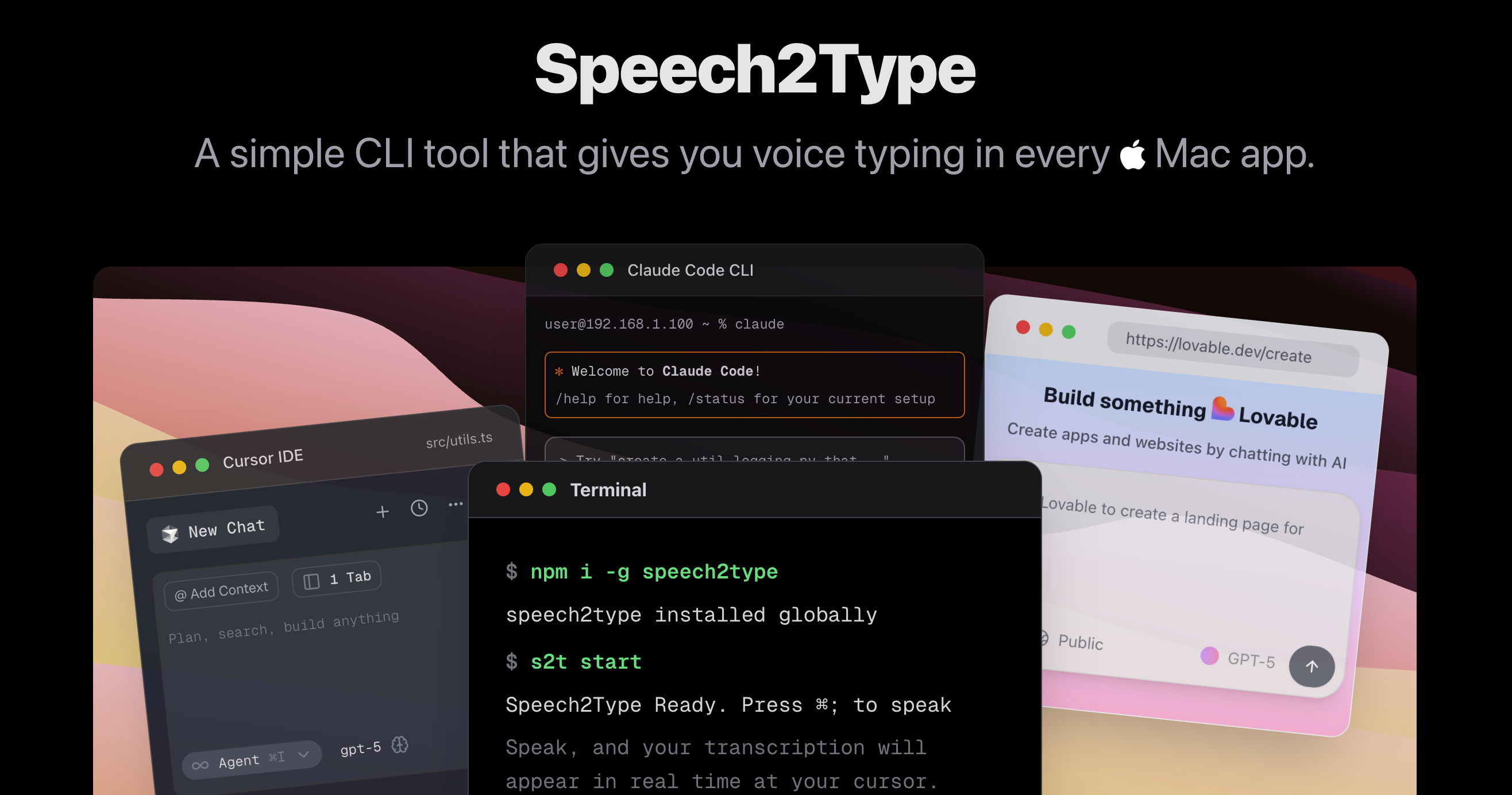Speech2Type - Voice typing from your macOS terminal
